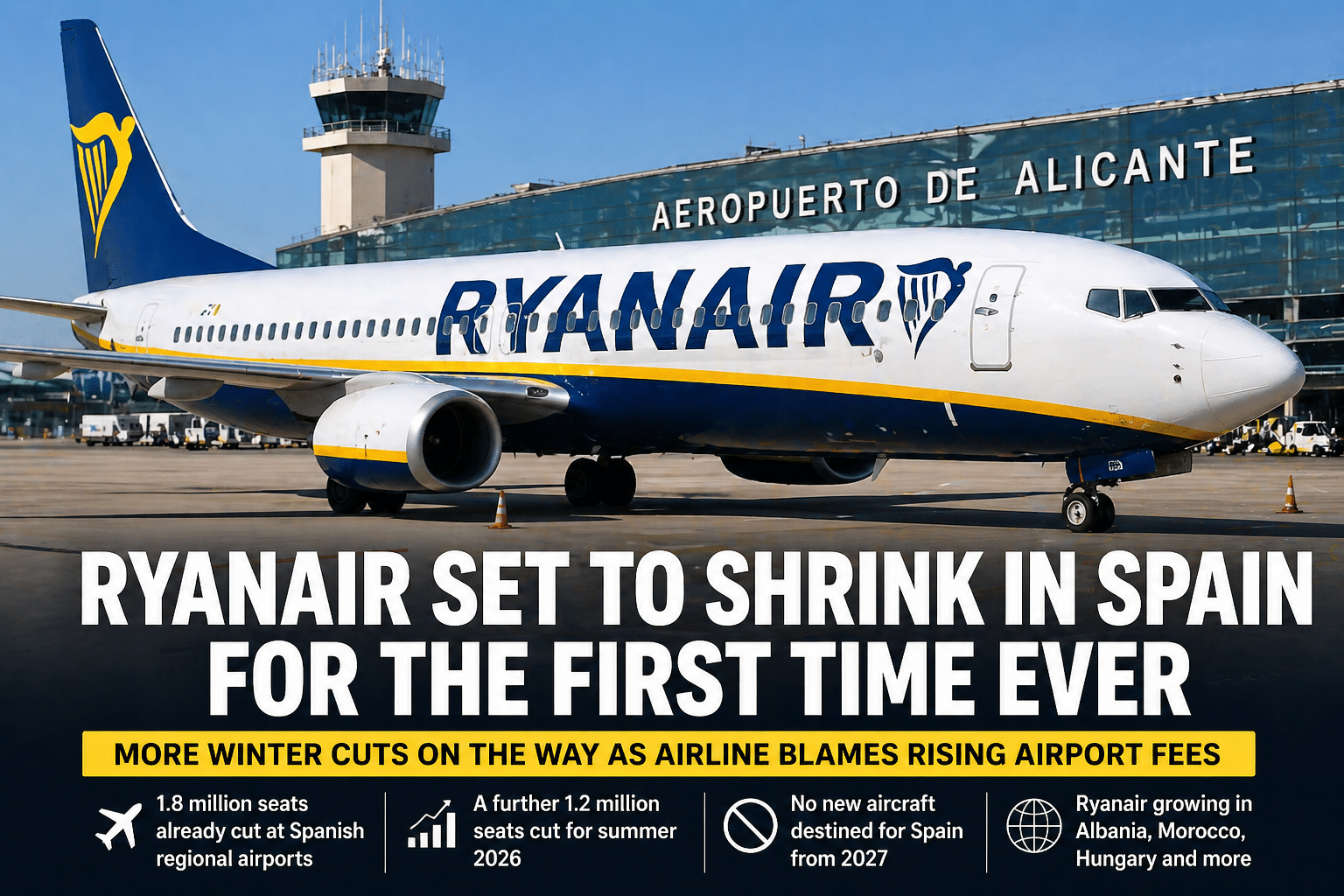 Ryanair warns of first-ever decline in Spain as route cuts deepen - The ...